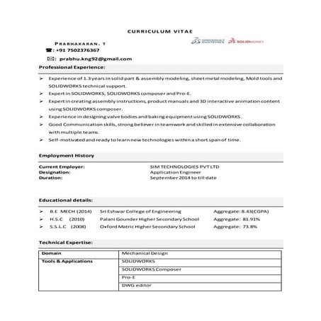 prabhakaran resume | DOCX