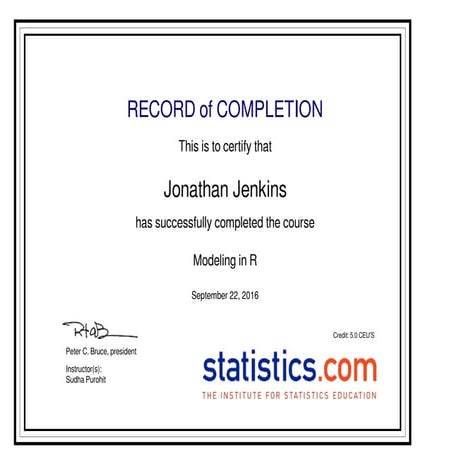Modeling in R_Record of Completion | PPT