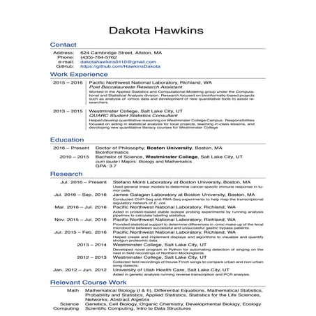 HawkinsCV | PDF | Programming Languages | Computing