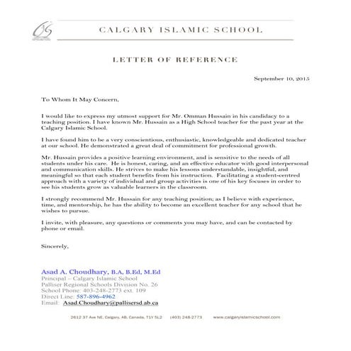 CIS reference letter | PDF