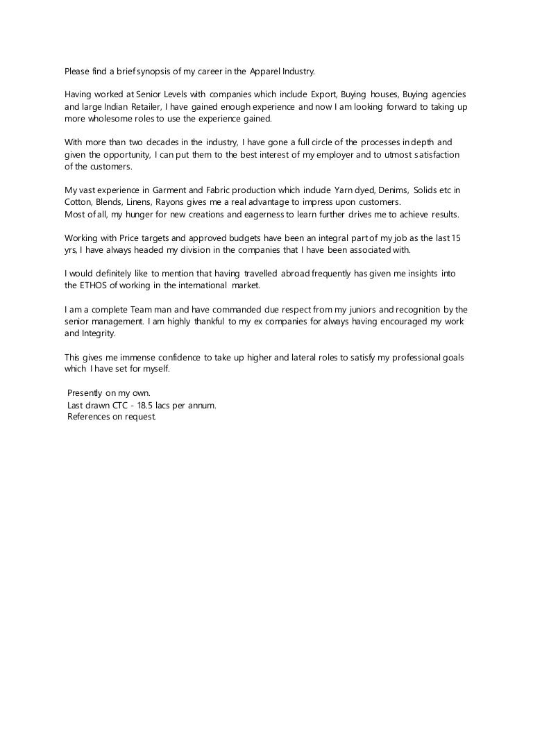 Brief synopsis of my Career