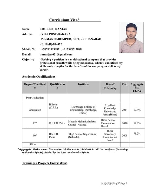 TCS CV Format | PDF