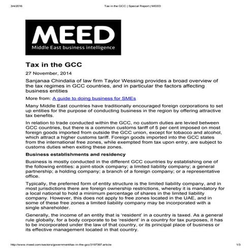 Tax in the GCC _ Special Report _ MEED | PDF