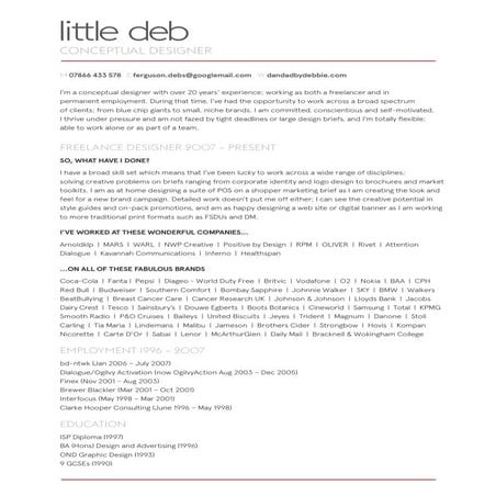 DEBBIE FERGUSON CV & PORTFOLIO | PDF
