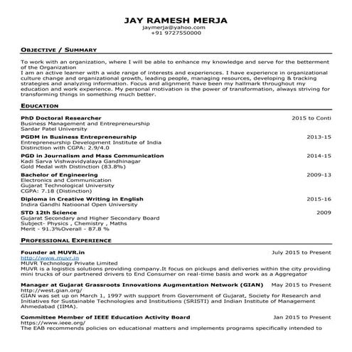 Jay Merja CV | PDF