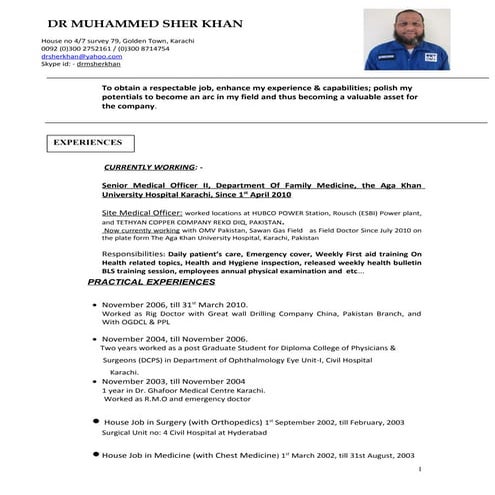 Dr Sher Khan CV updated till May 2015 | PDF