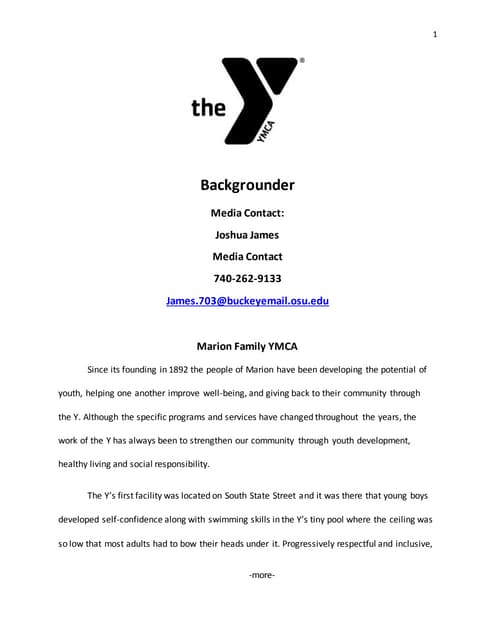 YMCA Fact Sheet | DOCX | Wellness | Healthy Living