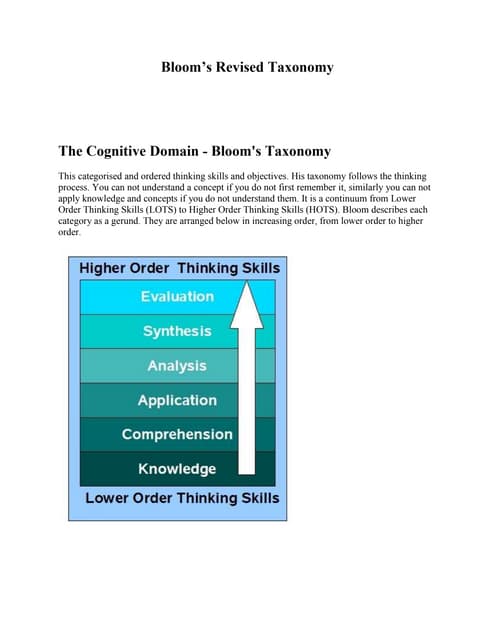 Bloom's Taxonomy | PDF