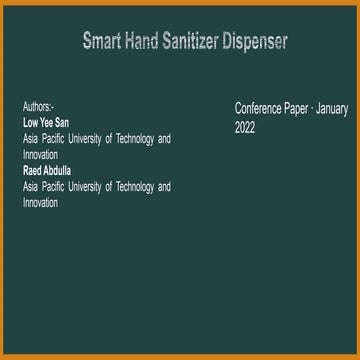 Smart Hand Sanitizer Dispenser | PPT | Free Download