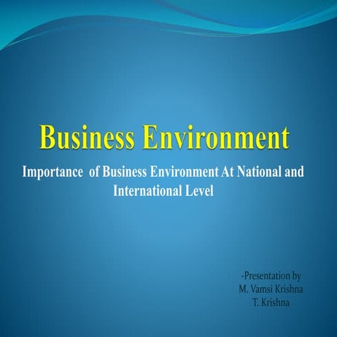 business environment at national and international level | PDF
