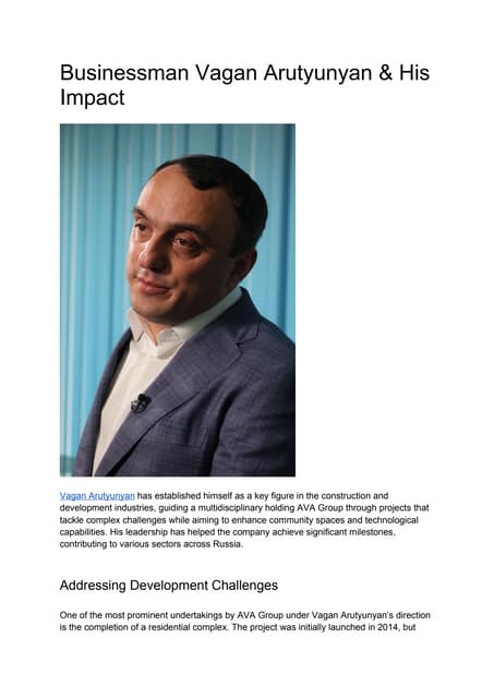 Vagan Arutyunyan Biography & Business Activities | PDF