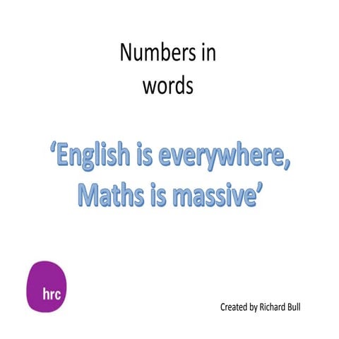 1c. numbers in words | PPTX