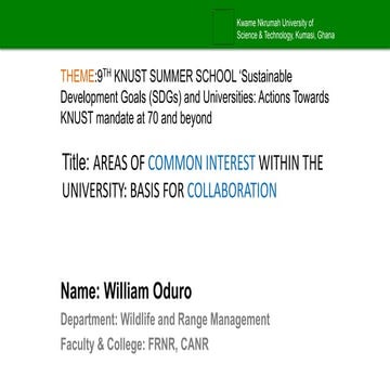 Areas of common interest within the University: basis for collaboration ...