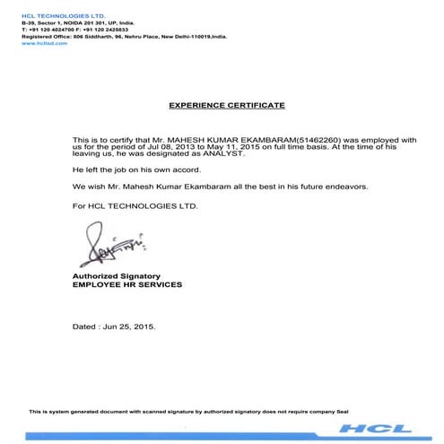 ExperienceLetter | PDF