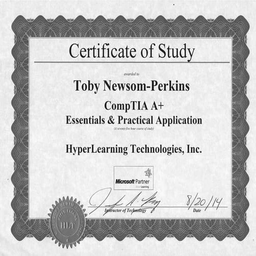 Toby's Comptia A+ Certificate | PDF