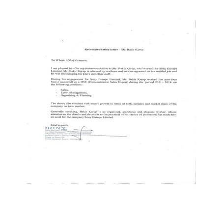 Recommedation Letter Sony | PDF
