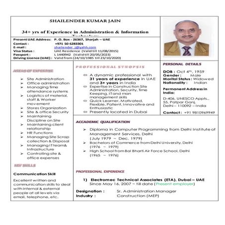 Shailender Kumar Jain CV | DOCX