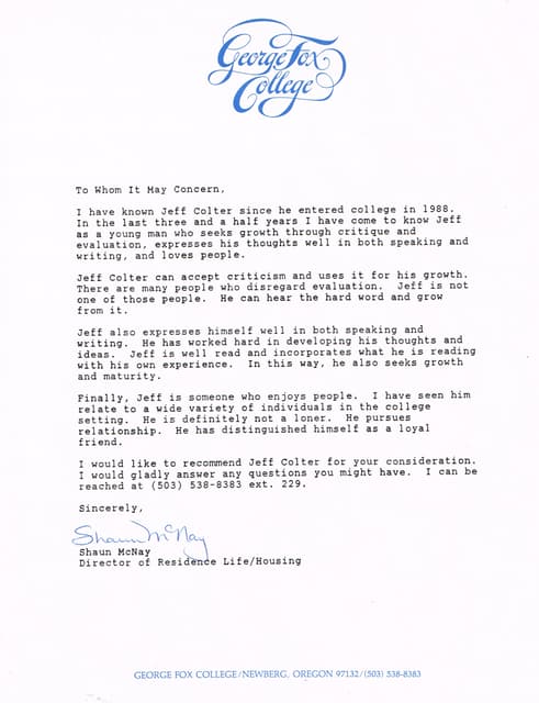 Recreation leader reference letter | PDF