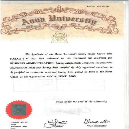 MBA CERTIFICATE | PDF