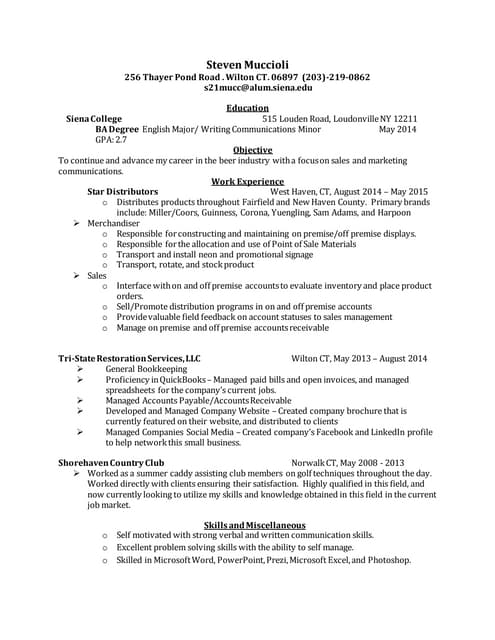 Stuber_Resume | DOCX | Business | Business and Finance