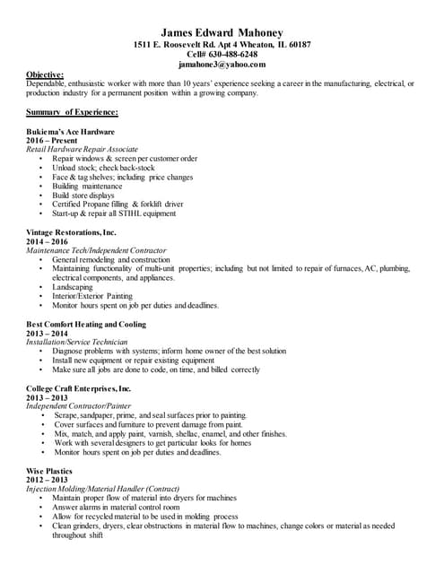 robert ballesteros resumee | PDF | Manufacturing Industry | Industries