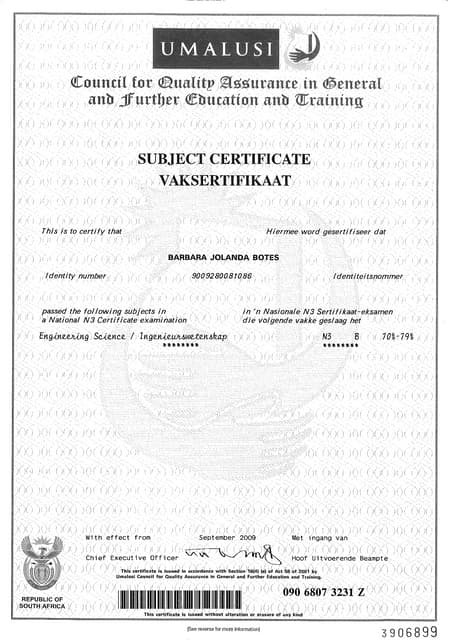 Matric Certificate | PDF