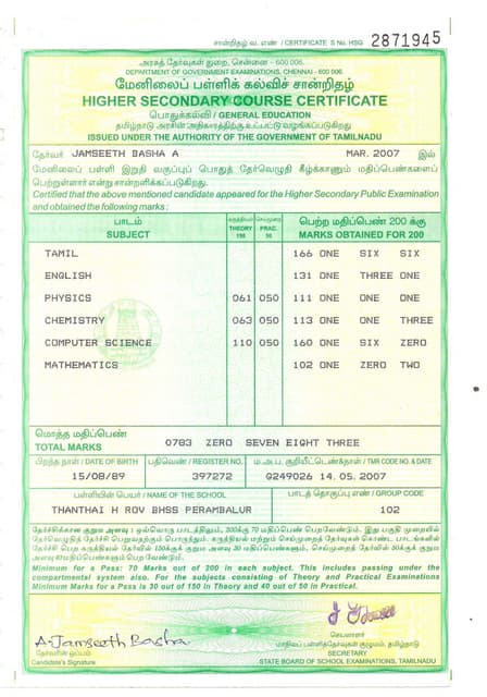 12th Marksheet | PDF