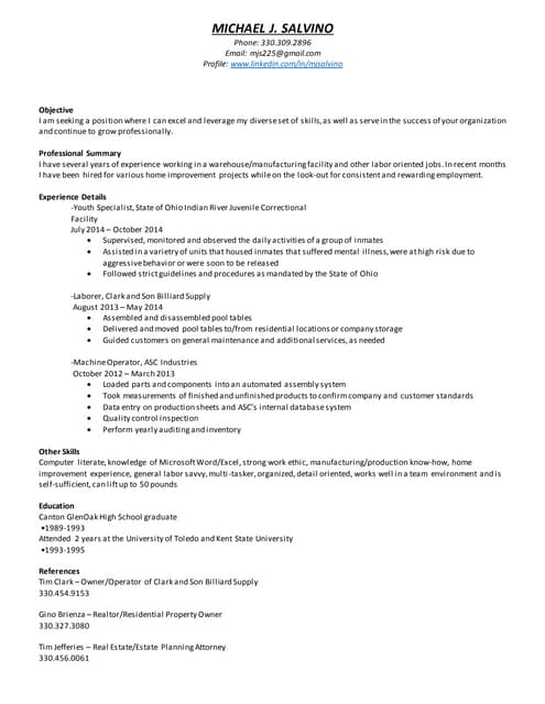 Samuel Oliver General Resume | PDF