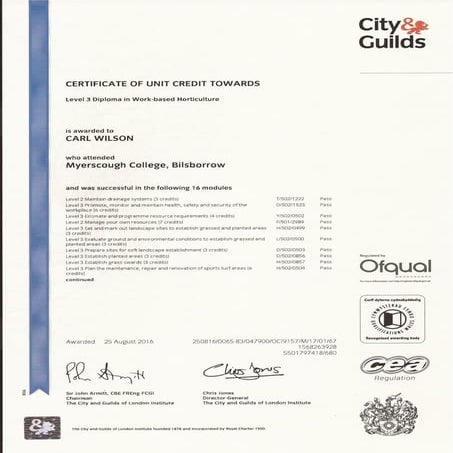 horticulture(sports turf-greenkeeper)level 3 diploma 3 | PDF