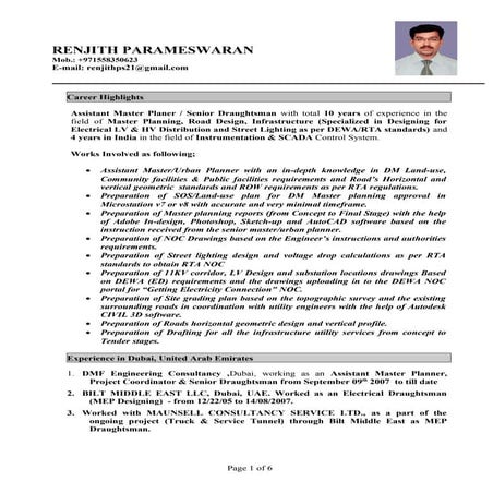 Renjith Resume_20161011 | DOC | Desktop Publishing | Computer Software ...