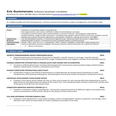 Gummerson, Eric Resume | PDF | Programming Languages | Computing