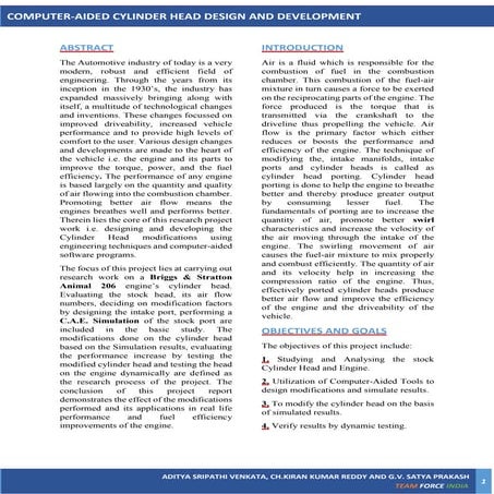 Computer-Aided Design and Development of a Cylinder Head | PDF