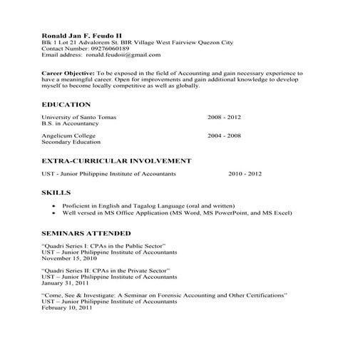 IAN RESUME UPDATED 2.20.16 | Business Accounting & Finance | Business