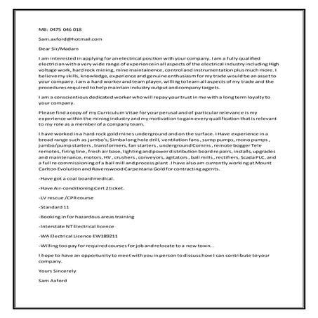 Cover Letter Sam Axford | PDF