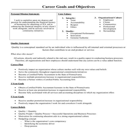 Career Goals and Objectives | PDF | Career Planning | Careers
