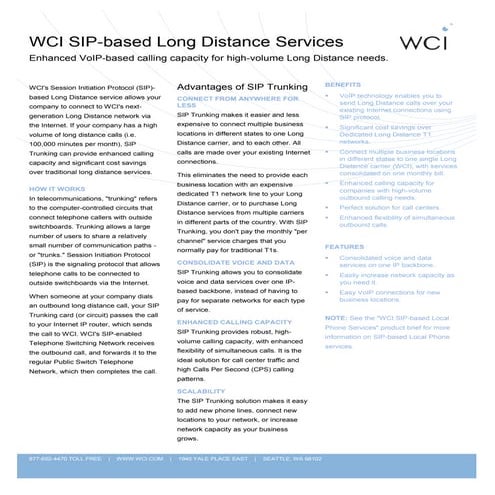 WCI-SIP Long Distance | PDF