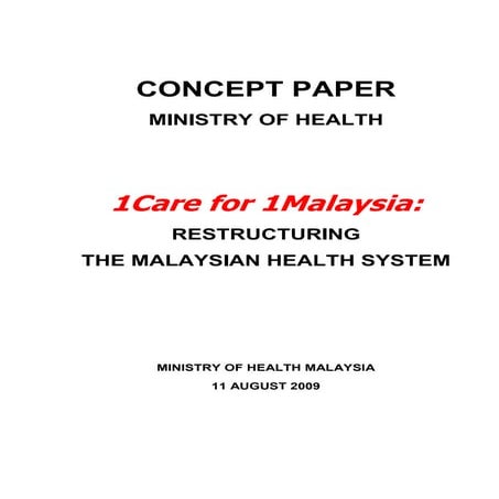 1Care Concept Paper - 6 August 2009 | PDF