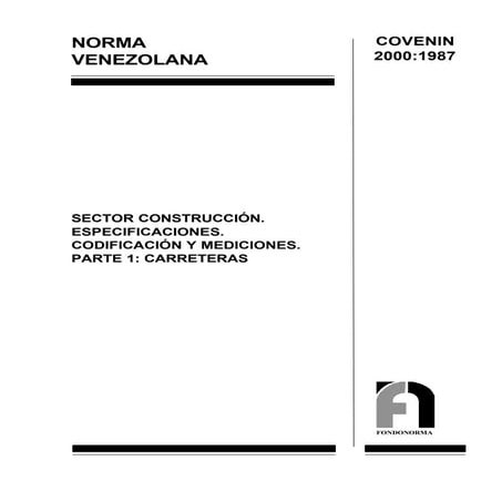 Covenin Carreteras Parte I Especificaciones 2000 1-1987 | PDF