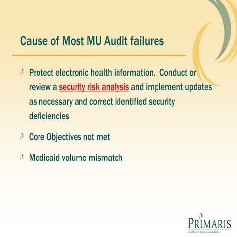 #1 Cause of Meaningful Use Audit Failure | PDF