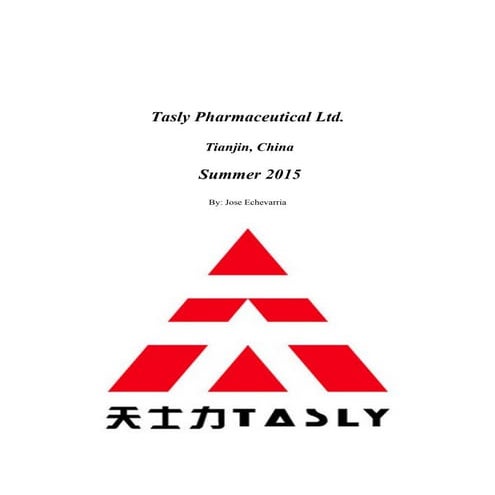 International Experience-Tasly Pharmaceuticals | PDF