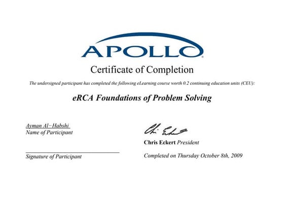 Apollo RCA Certificate | PPT