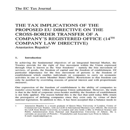 Tassos Repakis EC Tax Journal | PDF