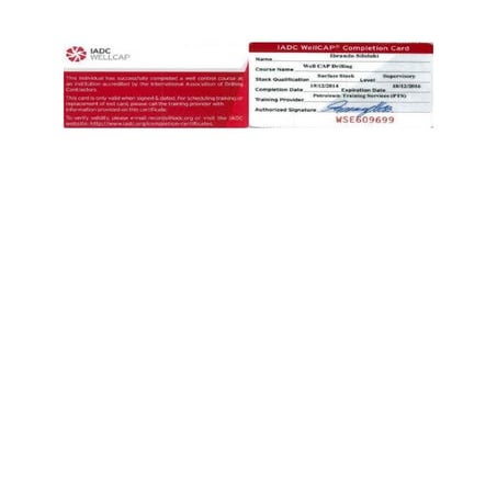 IADC Certificate | PDF