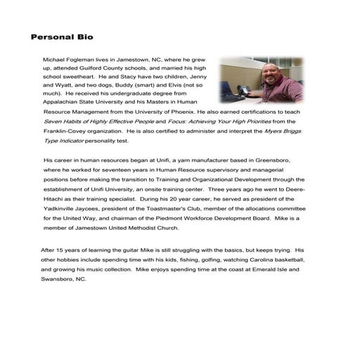 Personal Bio- Fogleman | PDF