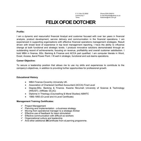 Felix Ofoe Dotcher CV[1] | PDF