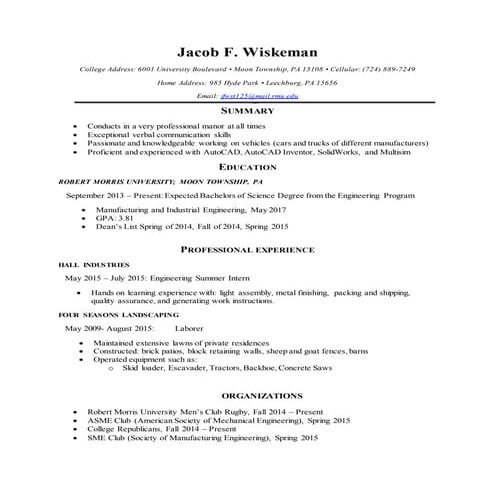 Resume - Jake Wiskeman | DOCX