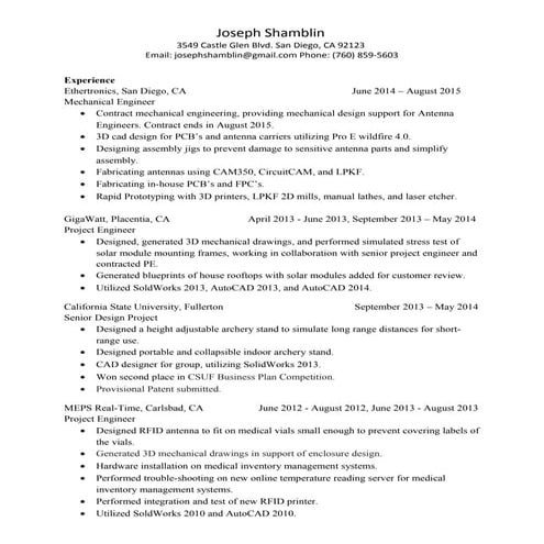 Resume Joseph Shamblin | DOC