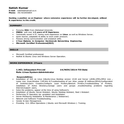 satish new cv | DOCX