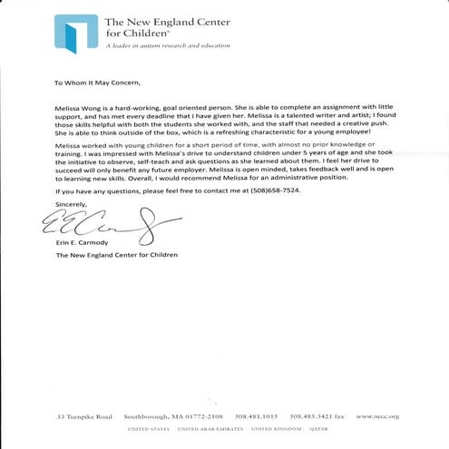 Melissa Recommendation Letter | PDF