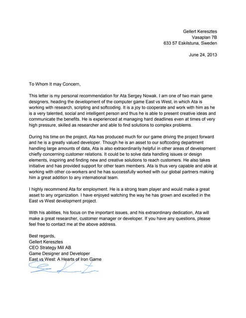 Recommendation letter - Patrick Uecker Managing Director of bab.la